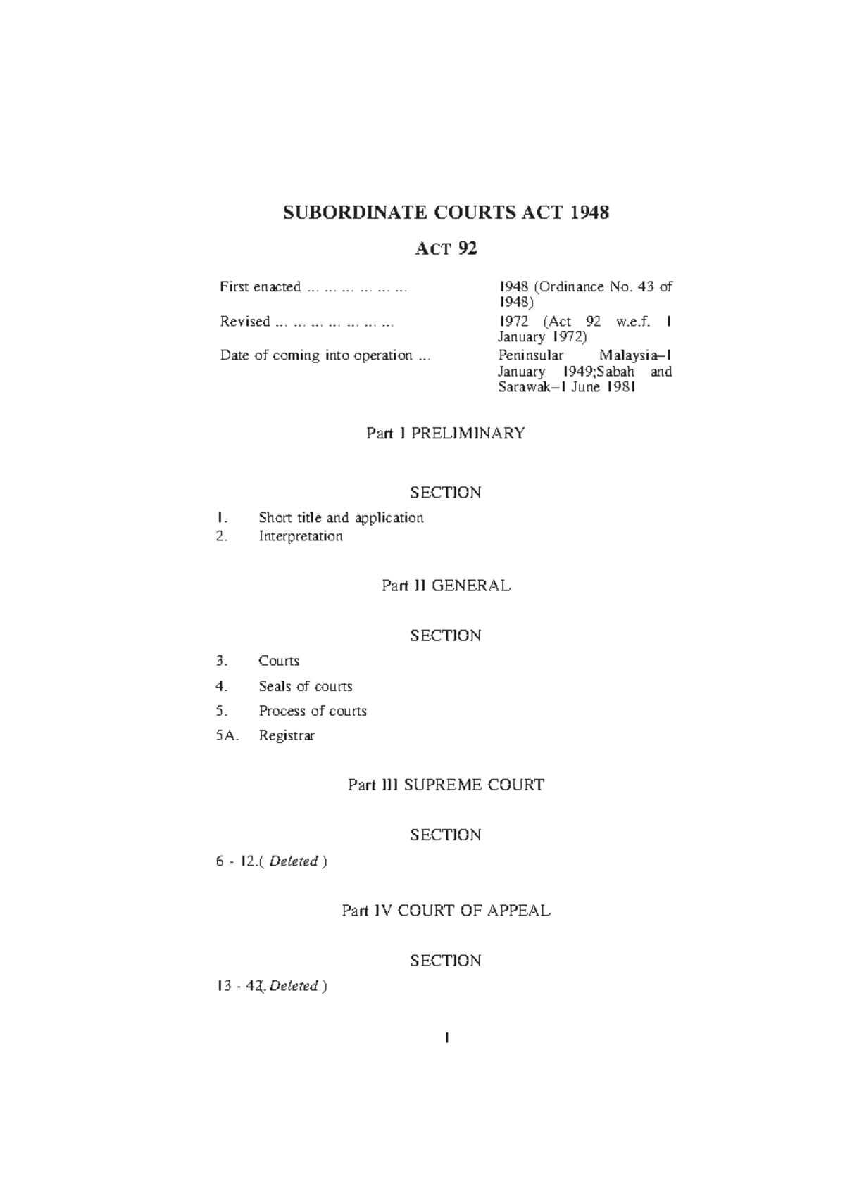 Subordinate Courts Act 1948 Overview and Key Provisions - Studocu
