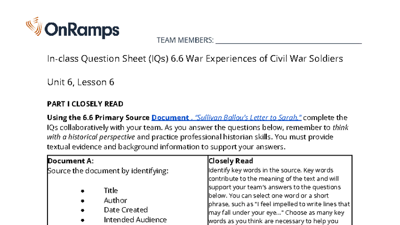 HIS 315K Unit 6 Lesson 6: Civil War Soldiers' Experiences IQs - Studocu