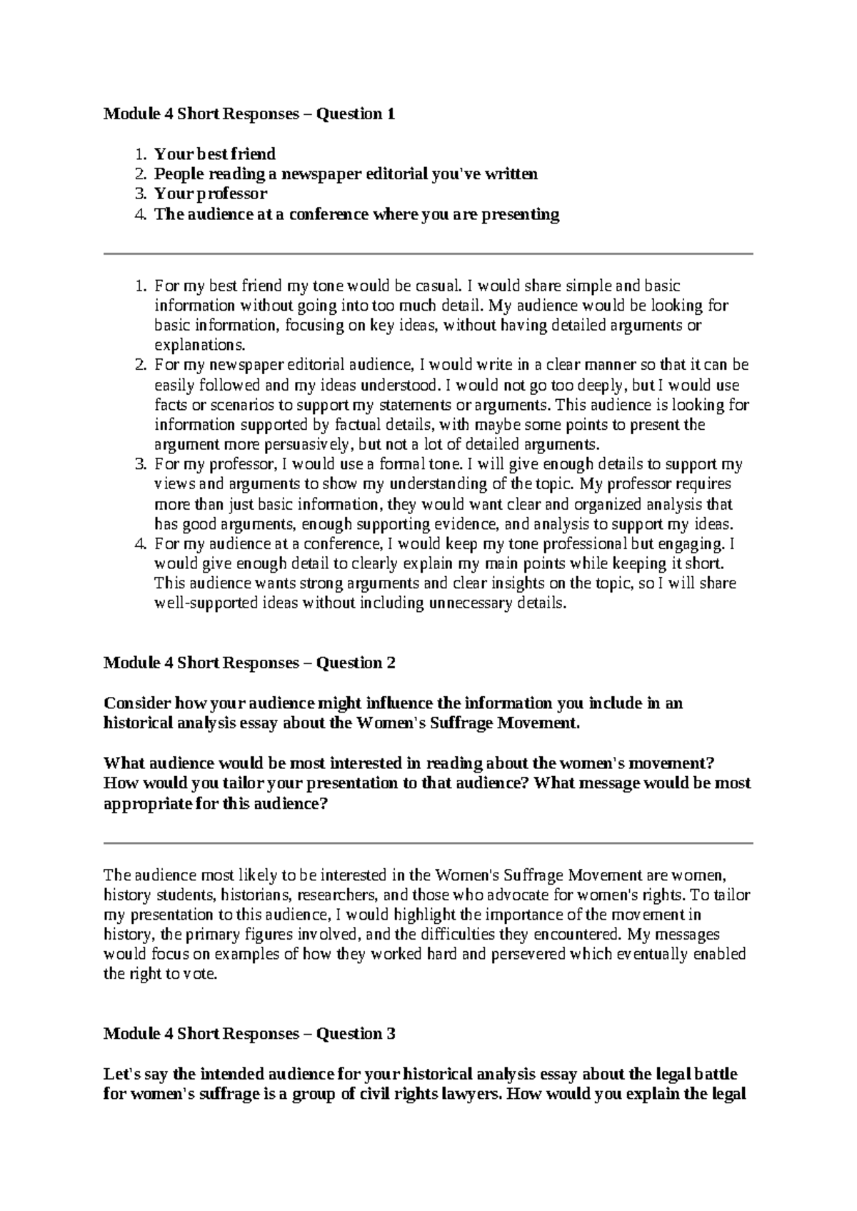 Applied History - 4-2 Module Four Short Responses Analysis - Studocu