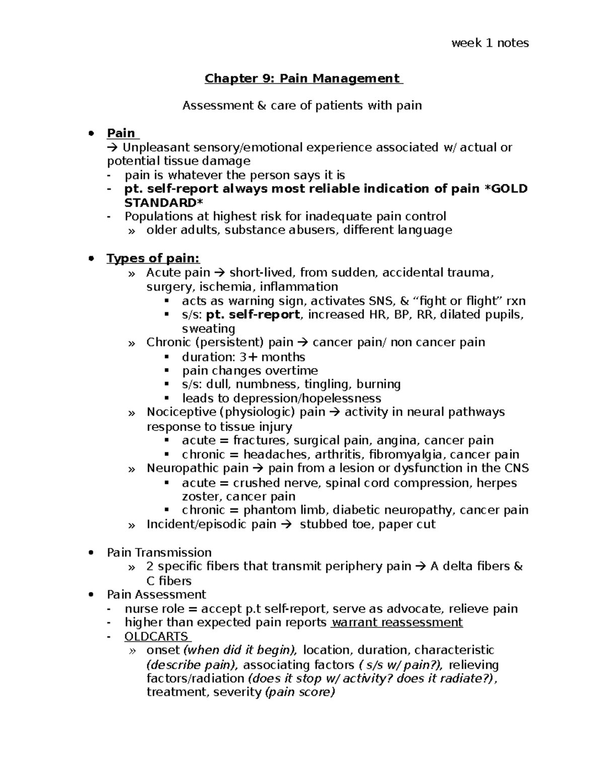 NUR 345: Chapter 9 - Pain Management and Patient Care Strategies - Studocu