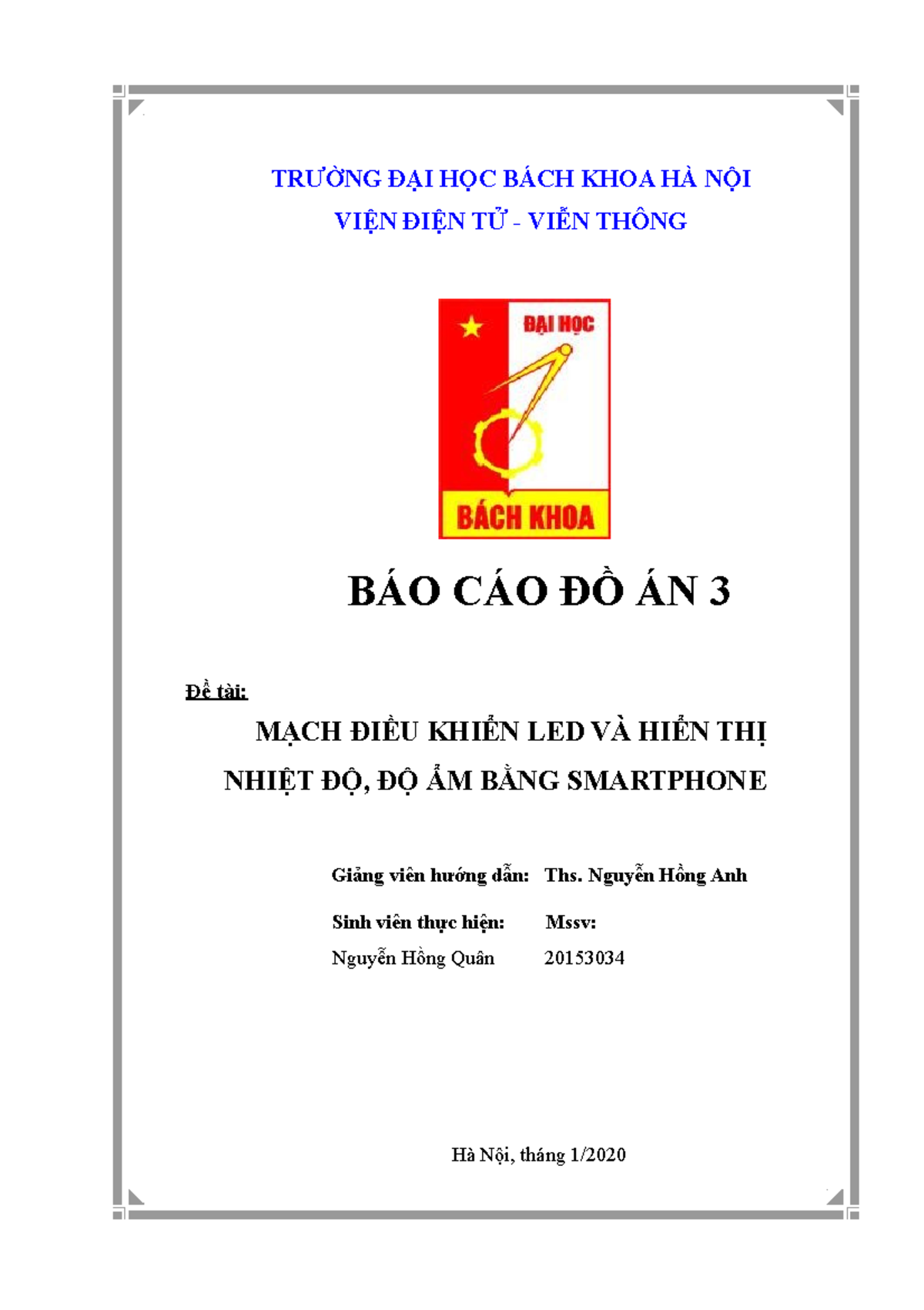 Bao cao do an - abc - TRƯỜNG ĐẠI HỌC BÁCH KHOA HÀ NỘI VIỆN ĐIỆN TỬ ...