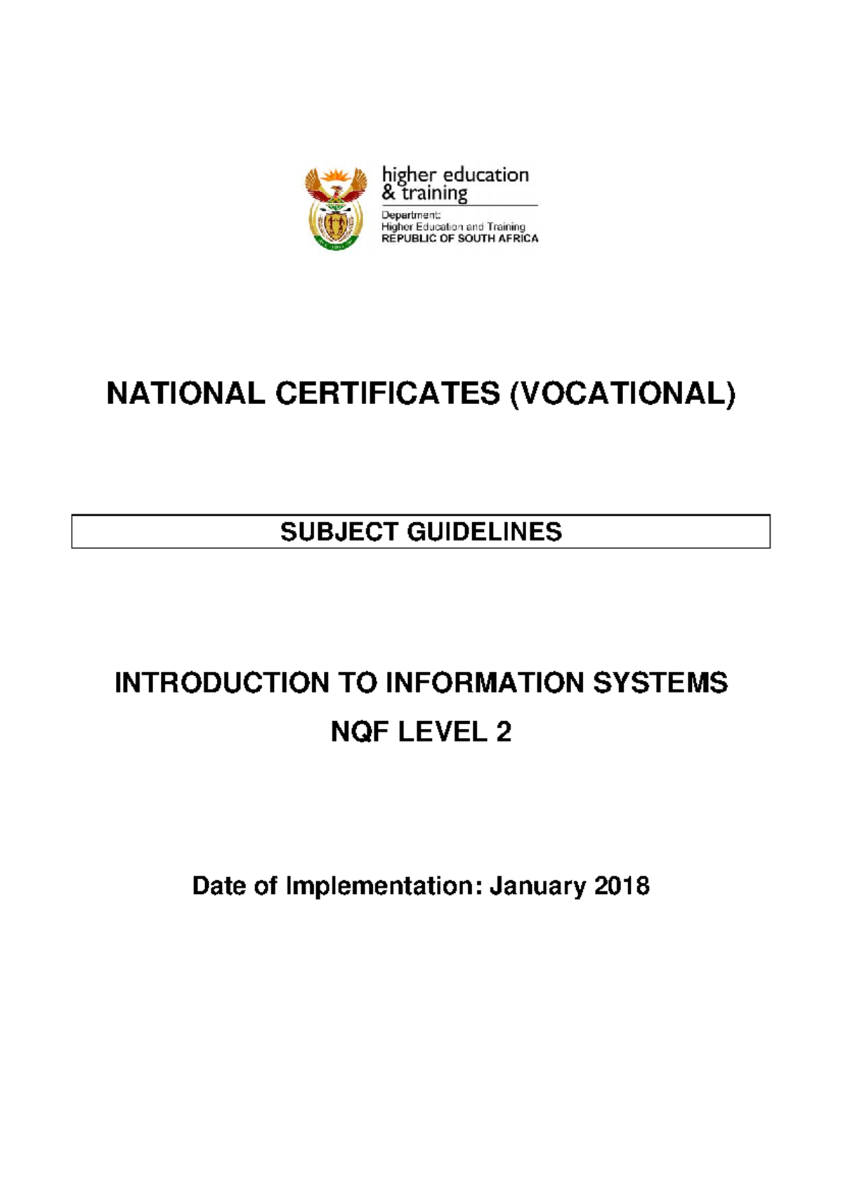 NQF Level 2 Guidelines: Introduction to Information Systems Overview ...