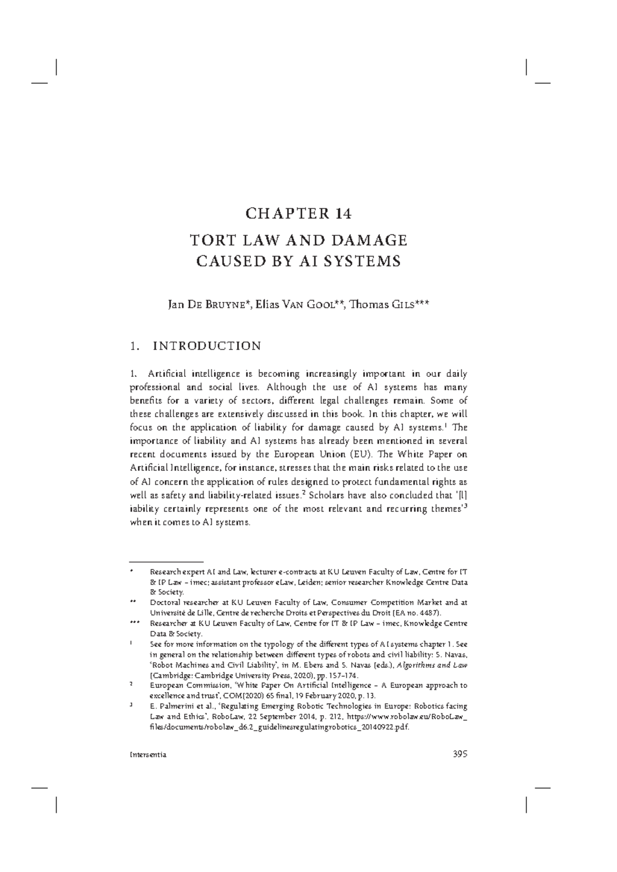 Chapter 14: Tort Law and Liability for Damage Caused by AI Systems ...