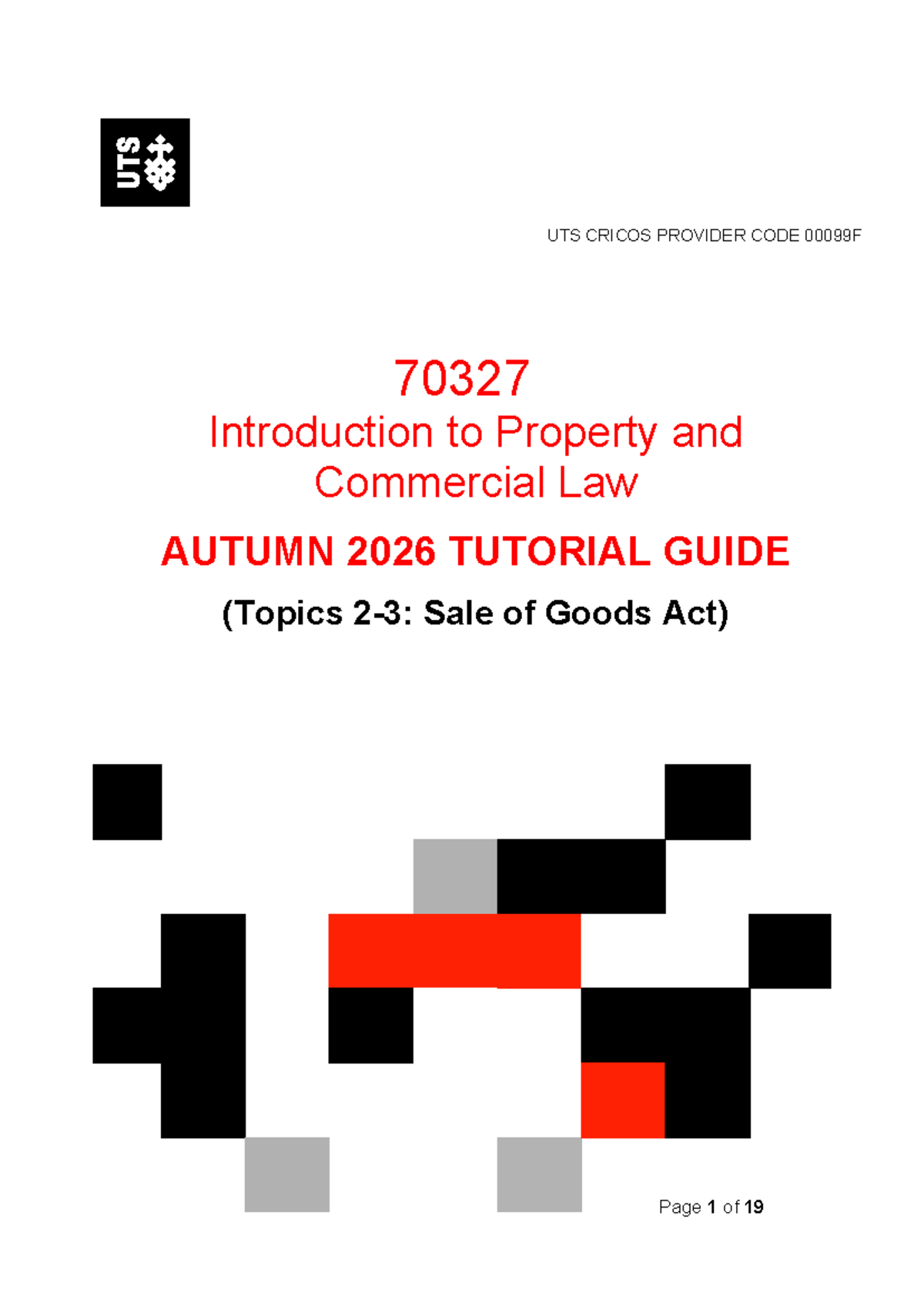 Module 2: Topics 2-3 - Sale of Goods Act (SOGA) 70327 Tutorial Guide ...