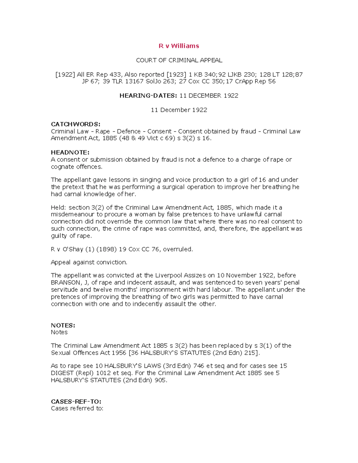 R v Court - Case law - R v Court HOUSE OF LORDS [1988] 1 AC 28, [1988 ...