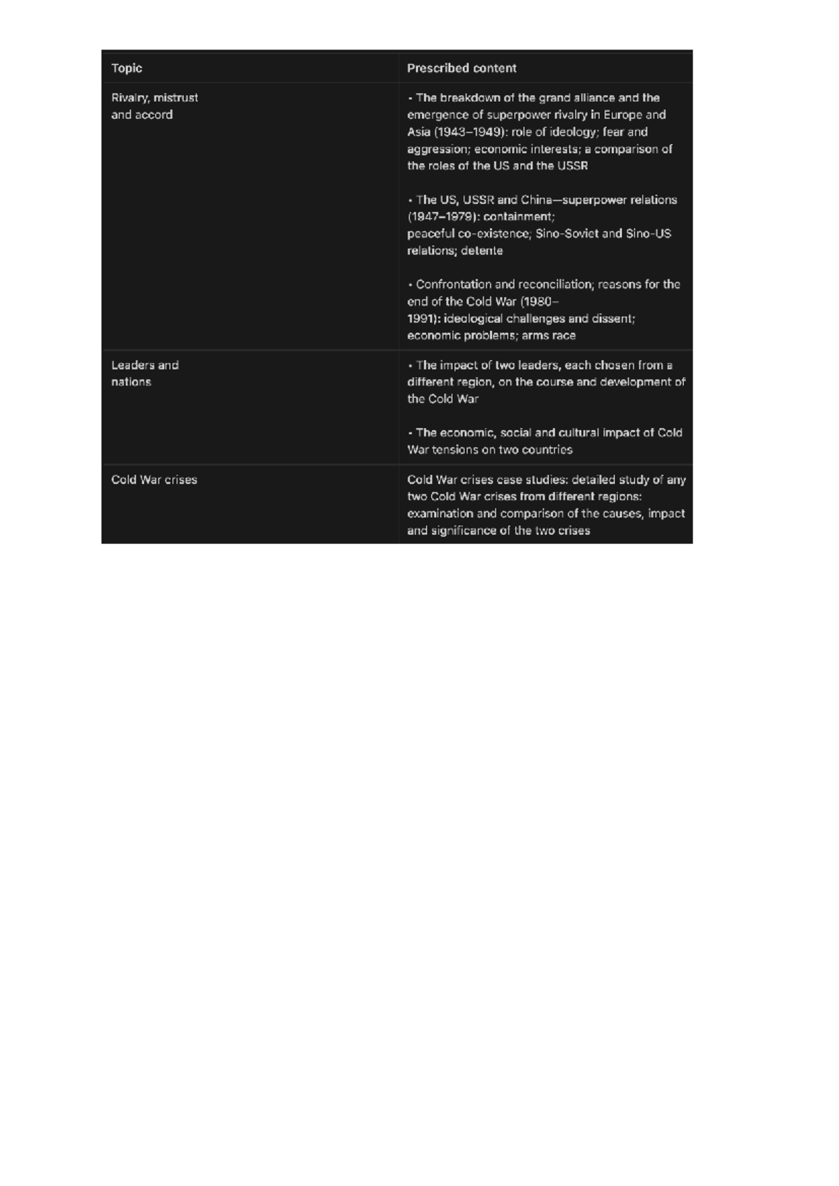 IB Final Paper: Cold War Essays and Past Exam Questions - Studocu