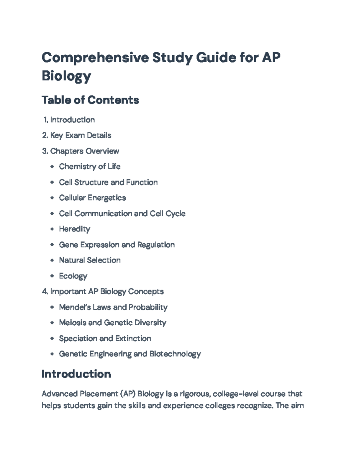 Comprehensive AP Biology Study Guide: Key Concepts & Exam Prep ...