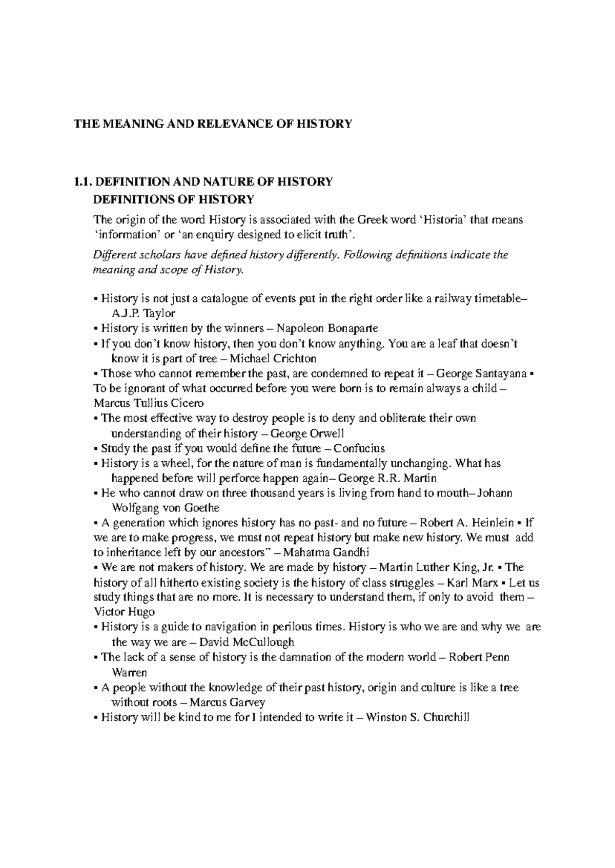 The Meaning and Relevance of History - THE MEANING AND RELEVANCE OF ...
