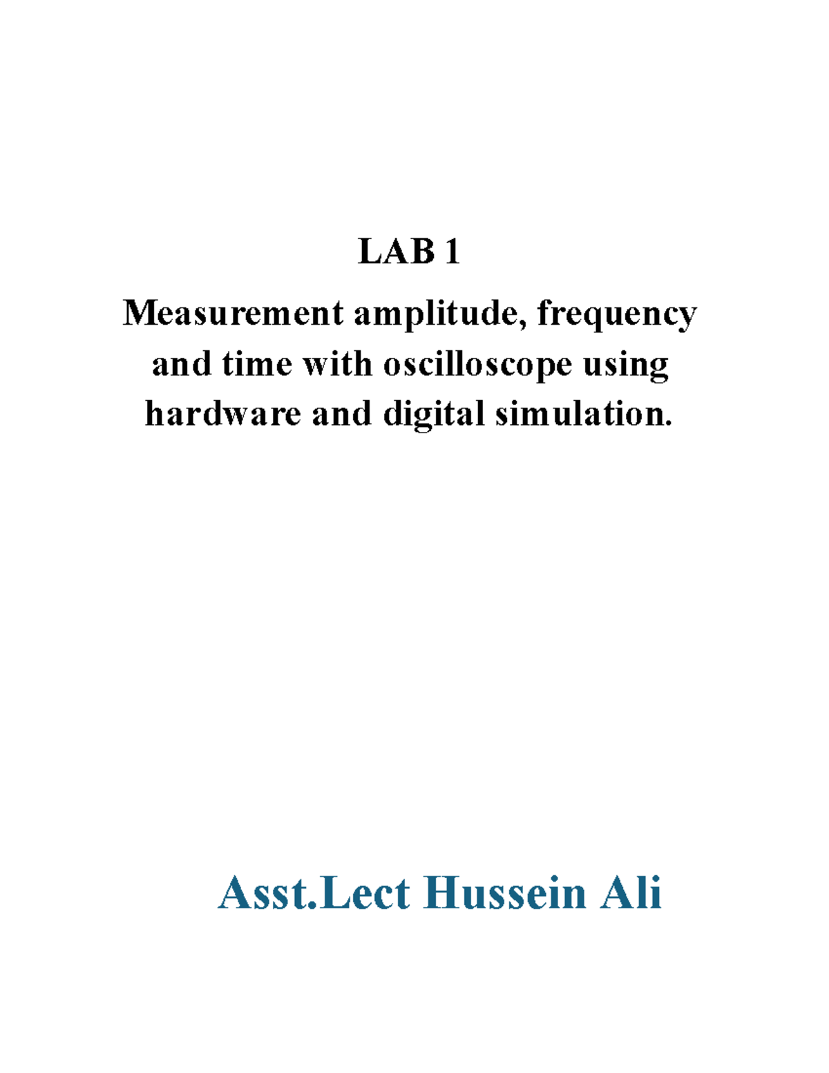 LAB 1: Amplitude, Frequency & Time Measurement with Oscilloscope - Studocu