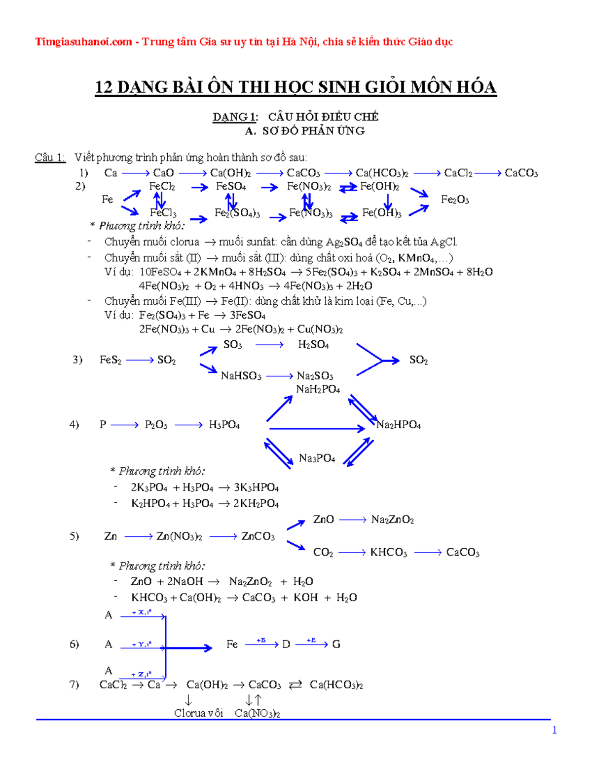 12 Dạng Bài Tập Ôn Thi Học Sinh Giỏi Môn Hóa Học 2023 - Studocu
