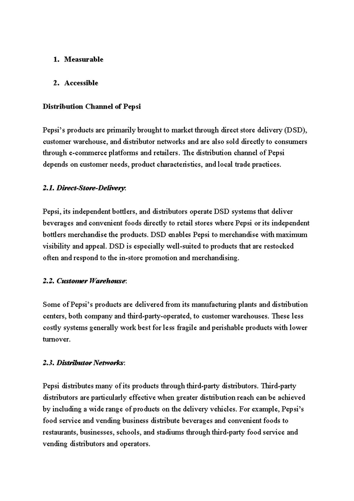 Masda of Pepsi - Measurable Accessible Distribution Channel of Pepsi ...