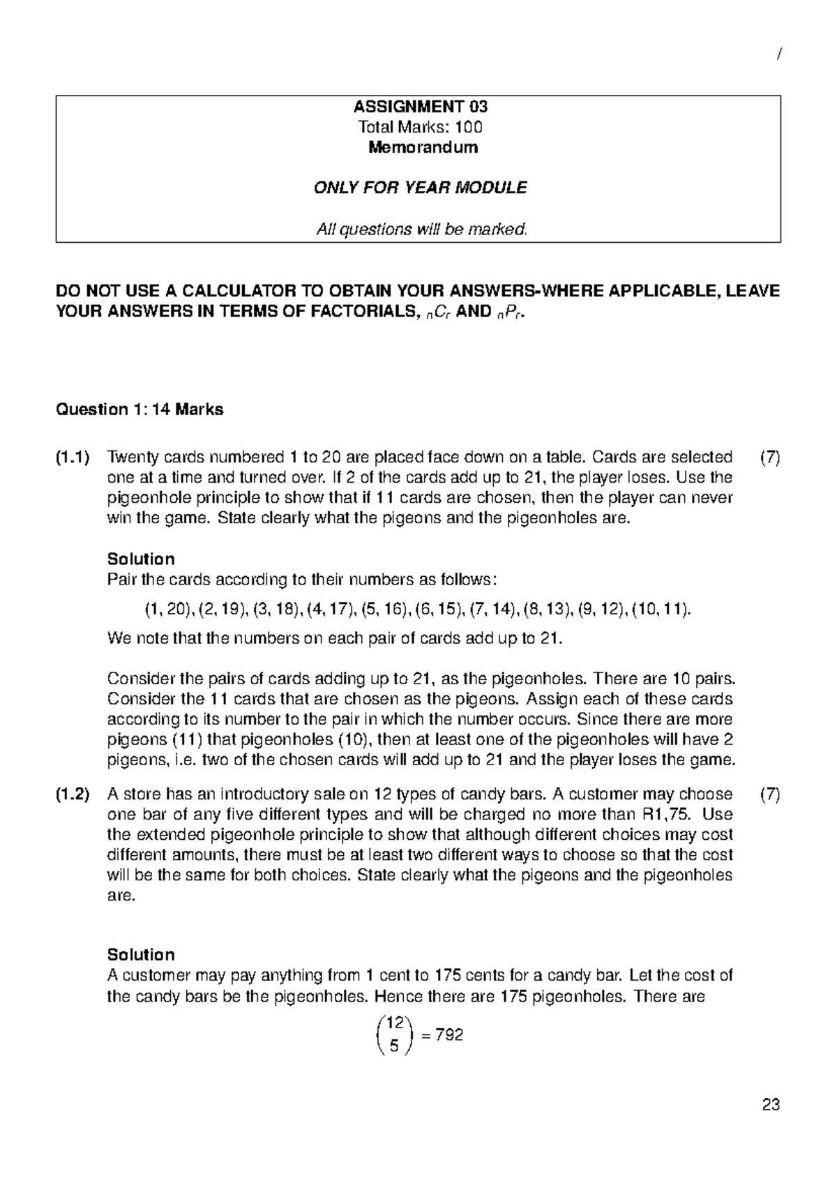 MAT2612 TL203 Assignment 03 Solutions - Detailed Explanations and Examples - Studocu