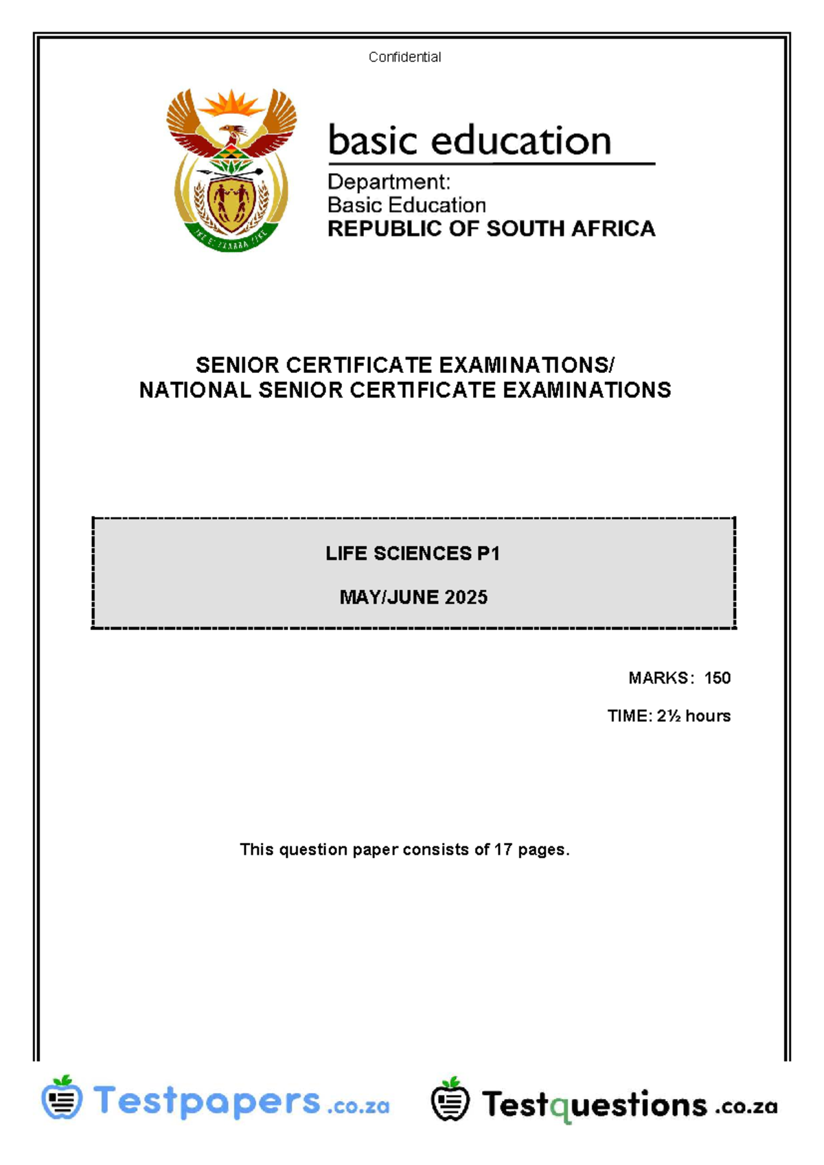 Life Sciences P1 Exam Paper - May-June 2025 - Studocu