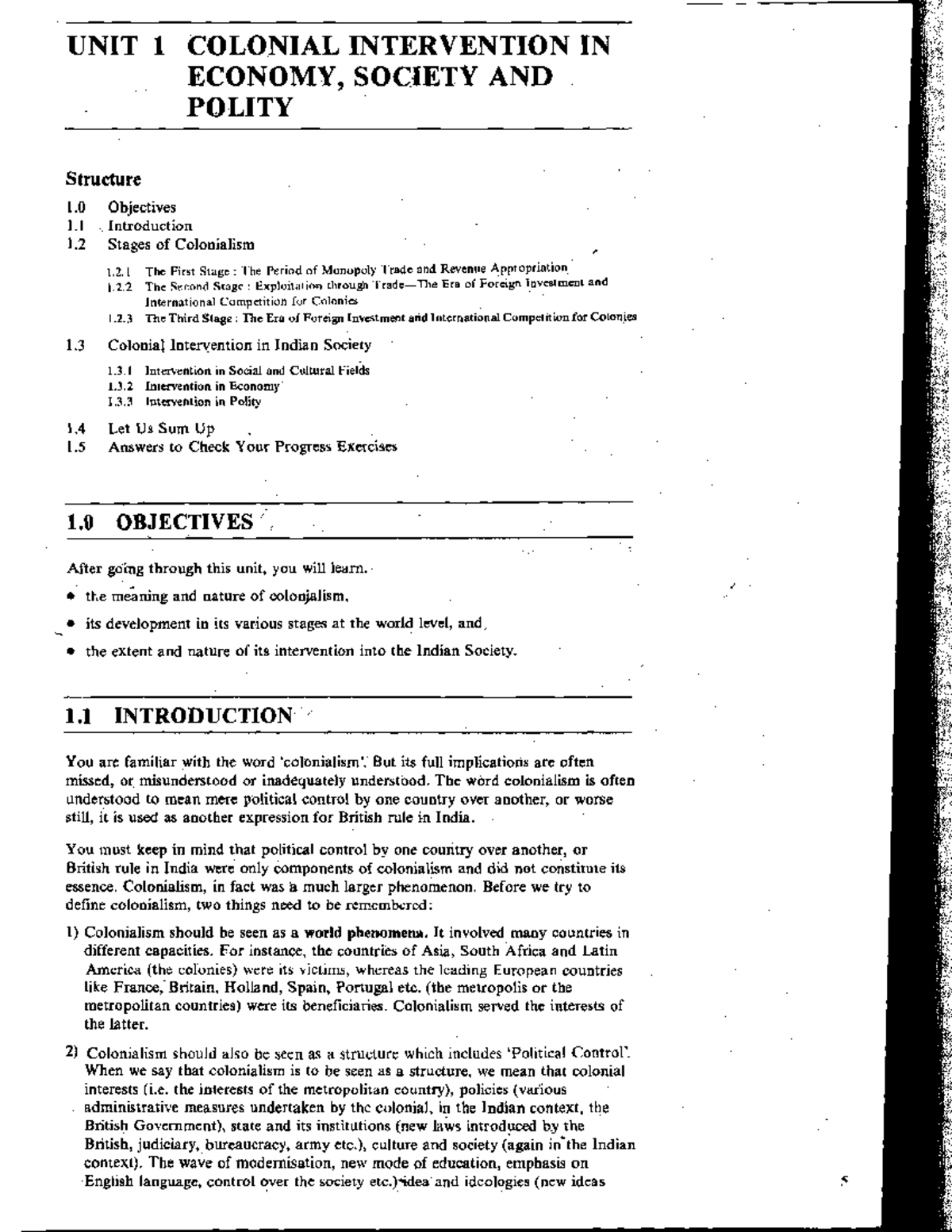 Unit-1: Colonialism's Impact on Indian Society, Economy, and Governance ...