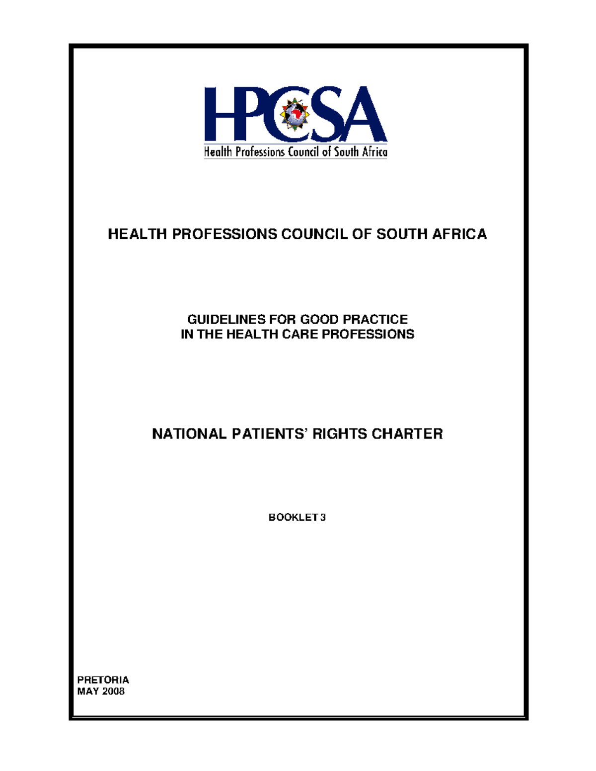 National Patients' Rights Charter - Booklet 3 Guidelines - Studocu