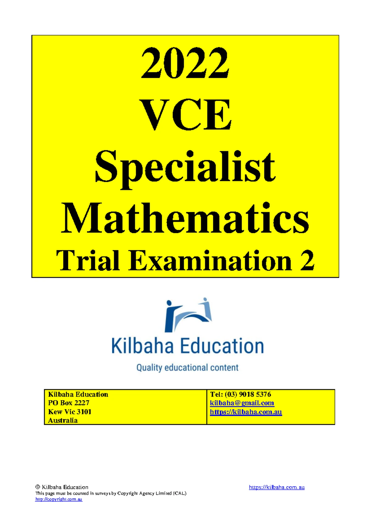 Specialist Mathematics VCE Exam 2 - Past Paper 2020 - Studocu