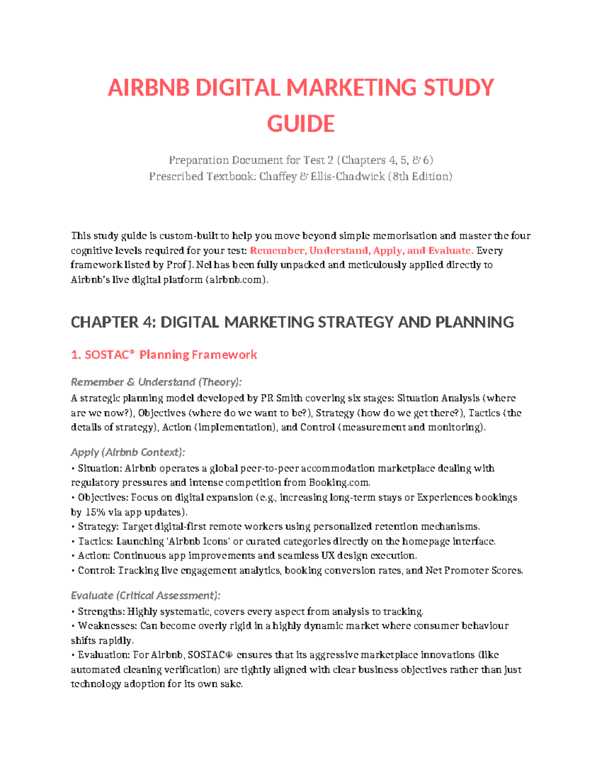 AIRBNB DIGITAL MARKETING STUDY GUIDE for Test 2 (Chapters 4-6) - Studocu