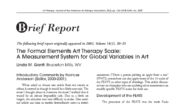 The Formal Elements Art Therapy Scale (FEATS) Overview and Applications ...