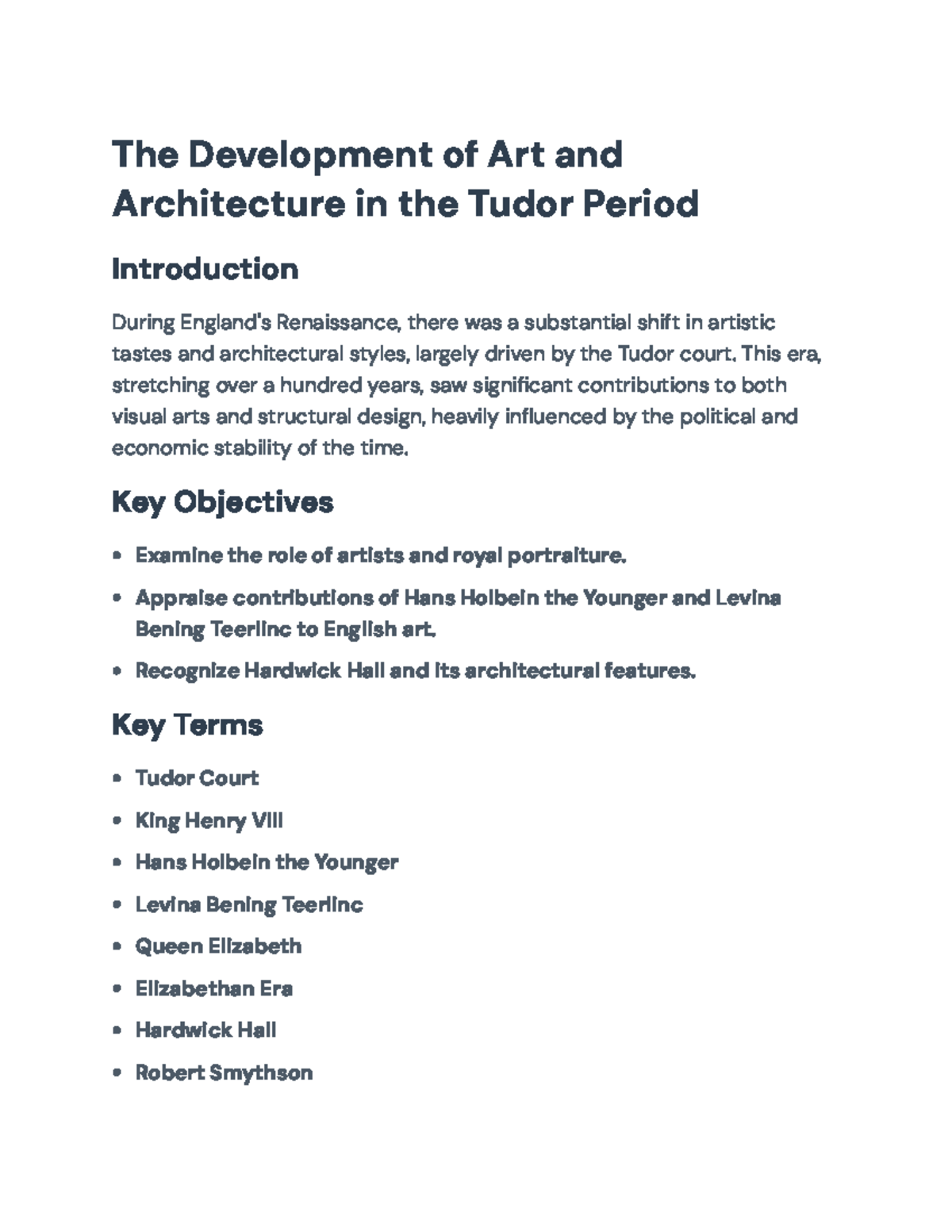 The Development of Art and Architecture in the Tudor Period (HIST 101 ...