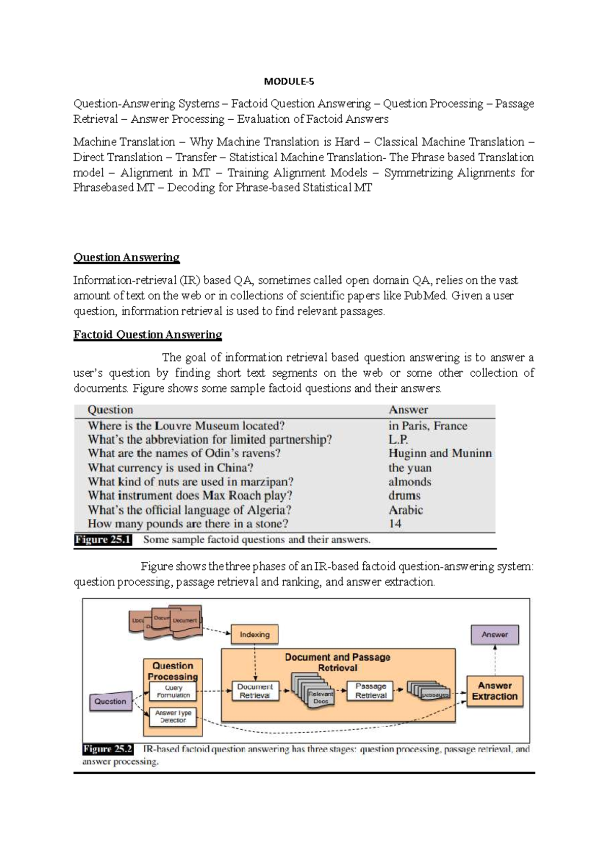 NLP5 - Comprehensive Notes on Factoid QA & Machine Translation ...