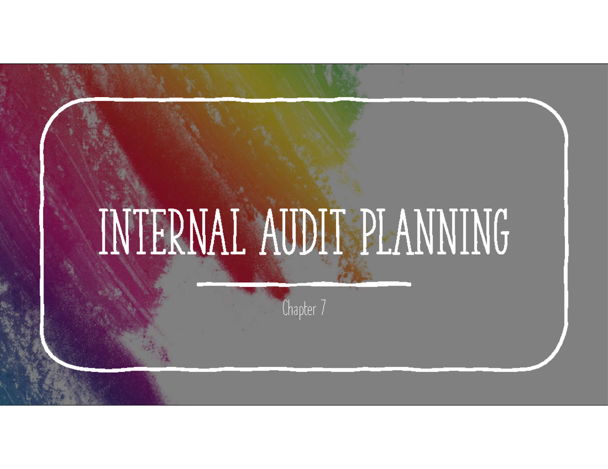 Internal Audit Planning (Chapter 2): Engagement Process Overview - Studocu