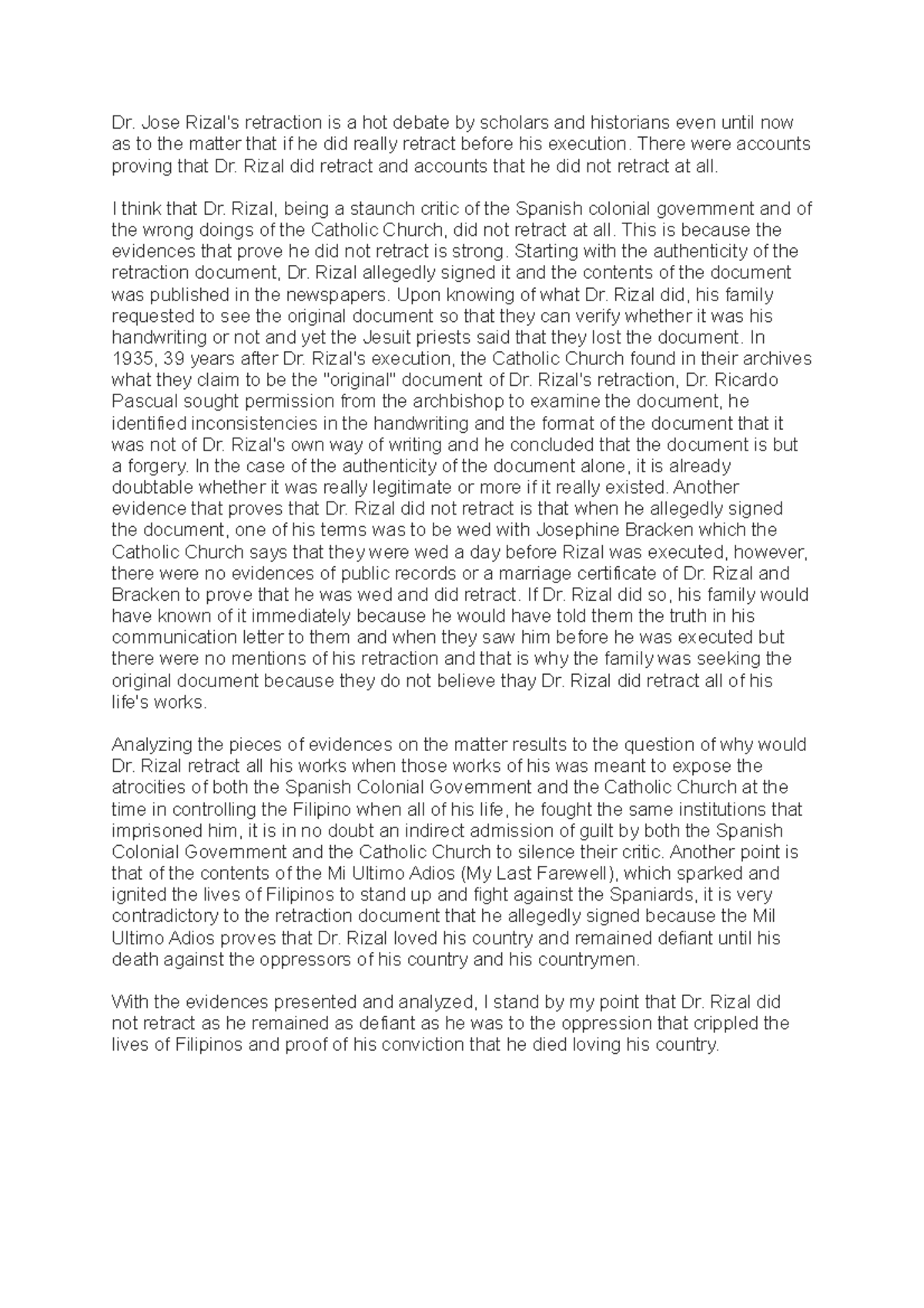 Did Rizal really retract? - Dr. Jose Rizal's retraction is a hot debate ...