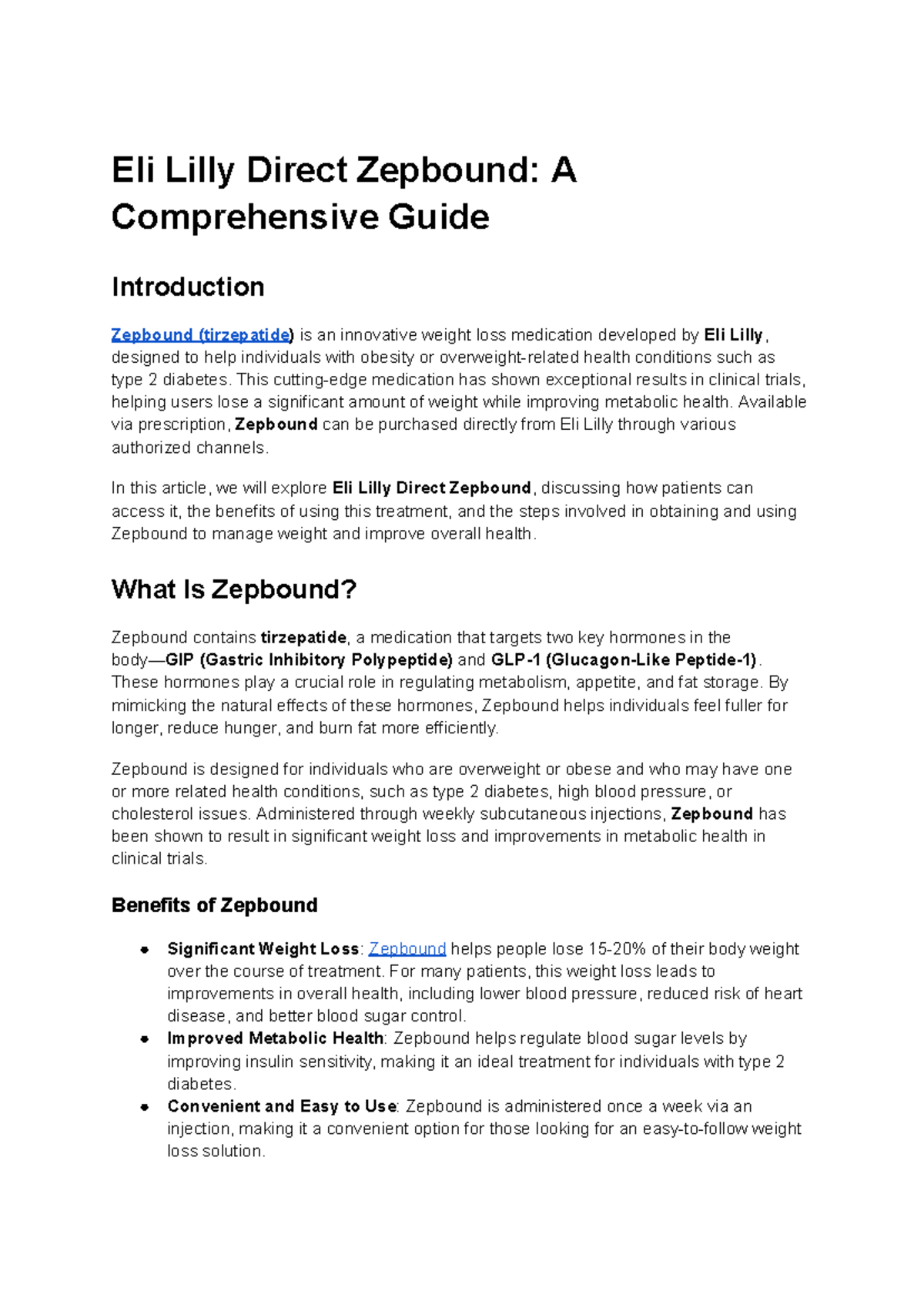 Eli Lilly Direct Zepbound A Comprehensive Guide - Eli Lilly Direct ...
