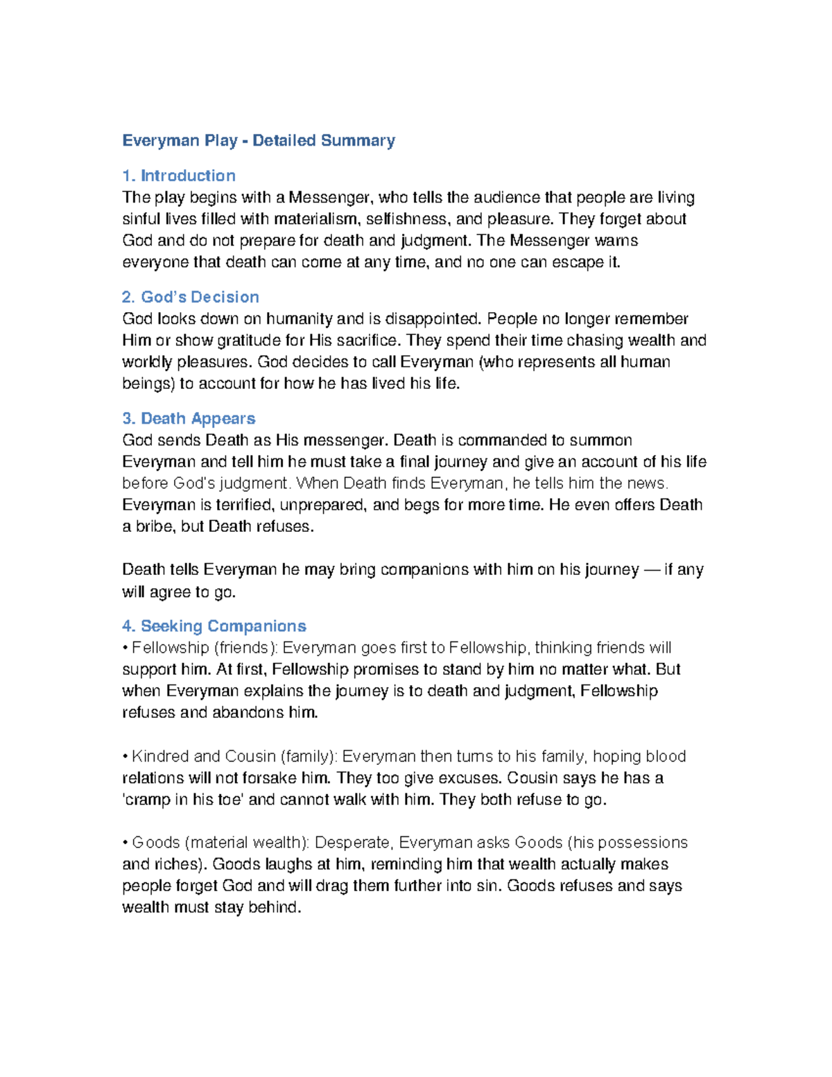 Everyman Play Summary: A Detailed Analysis of Life and Death - Studocu