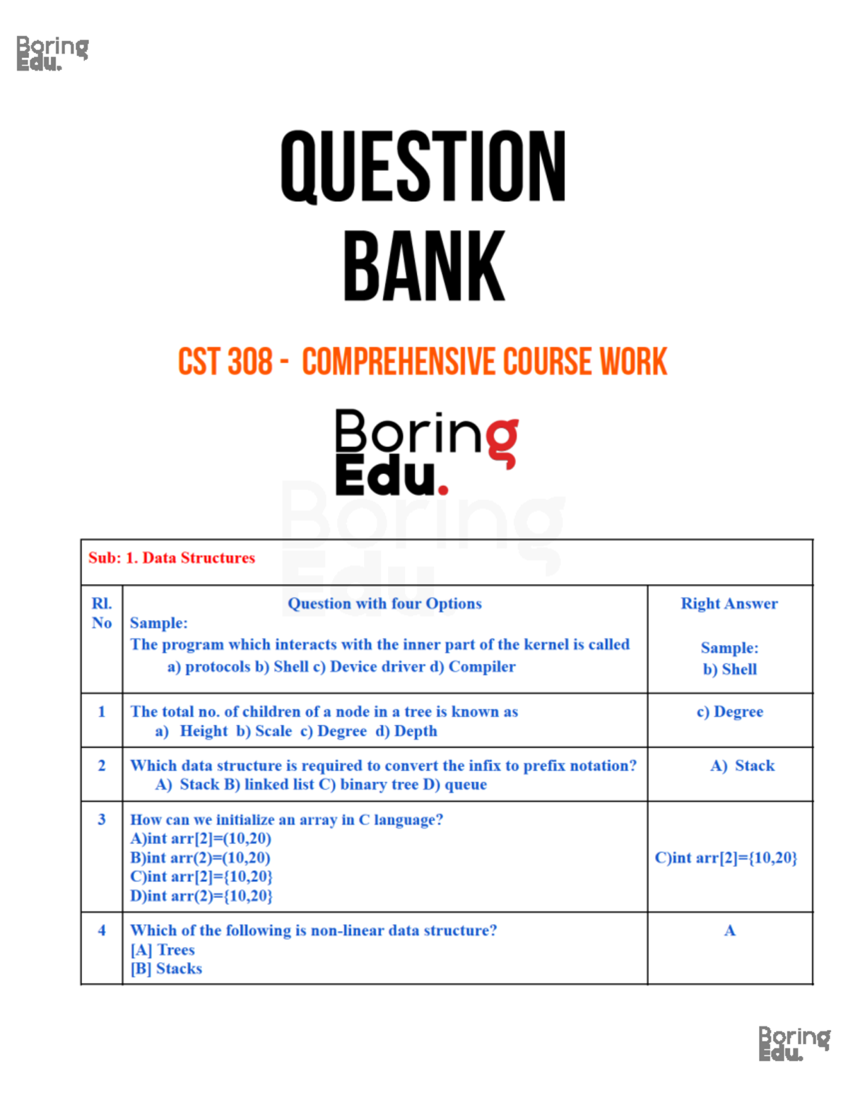 CCW1 - Practice Questions on Data Structures and Algorithms - Studocu