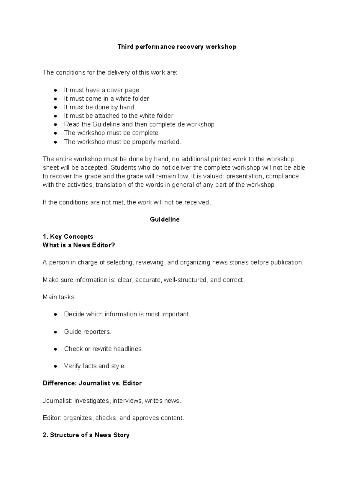 Third Performance Recovery Workshop Guidelines and Key Concepts - Studocu
