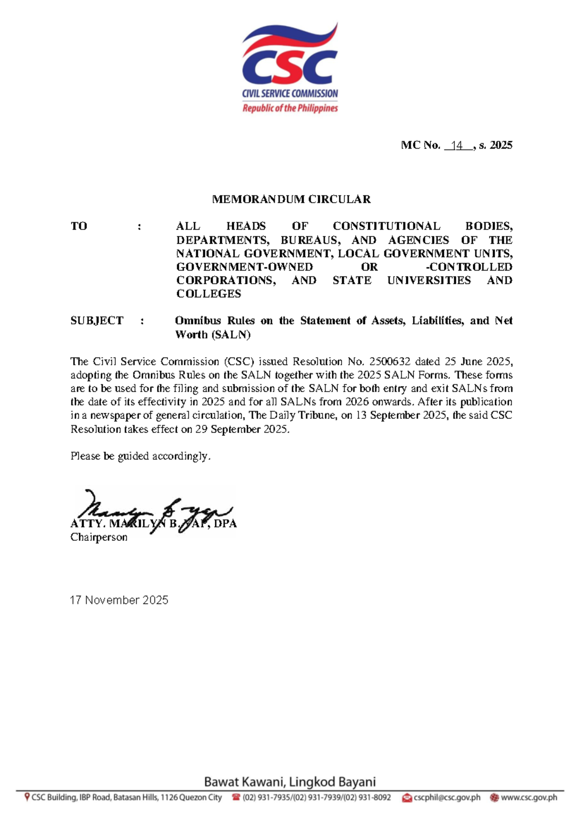 2025 SALN Guidelines: Omnibus Rules and Filing Procedures - Studocu