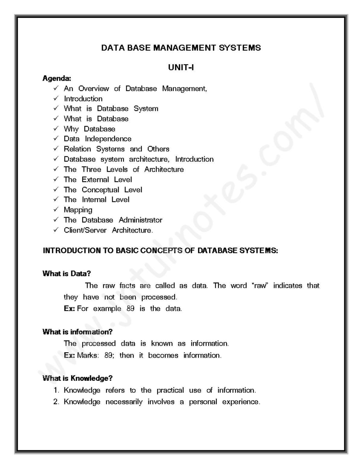 DBMS - UNIT-1 - DBMS Notes for Jntuk students - DATA BASE MANAGEMENT ...