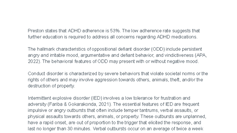 Nr606 Week 5 Quiz Summary: ADHD, ODD, IED, and FASD Insights - Studocu