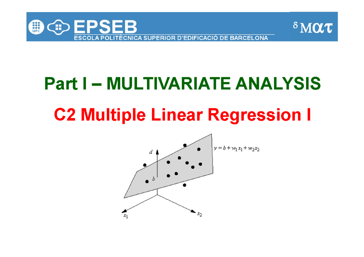 P1-2 Multiple Regression I: Key Concepts and Model Assumptions - Studocu