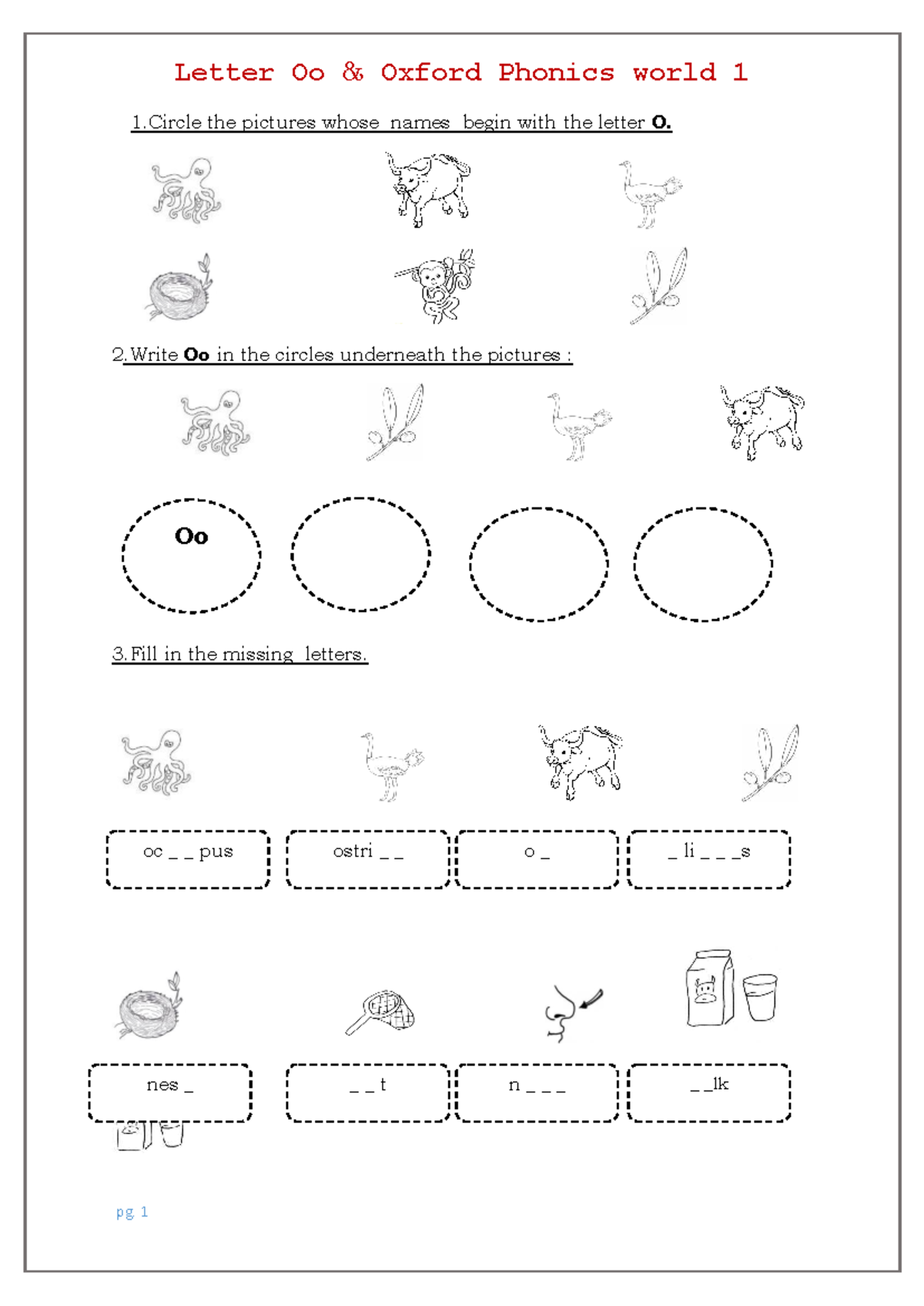 Letter Oo Activities - Oxford Phonics World 1 - Studocu