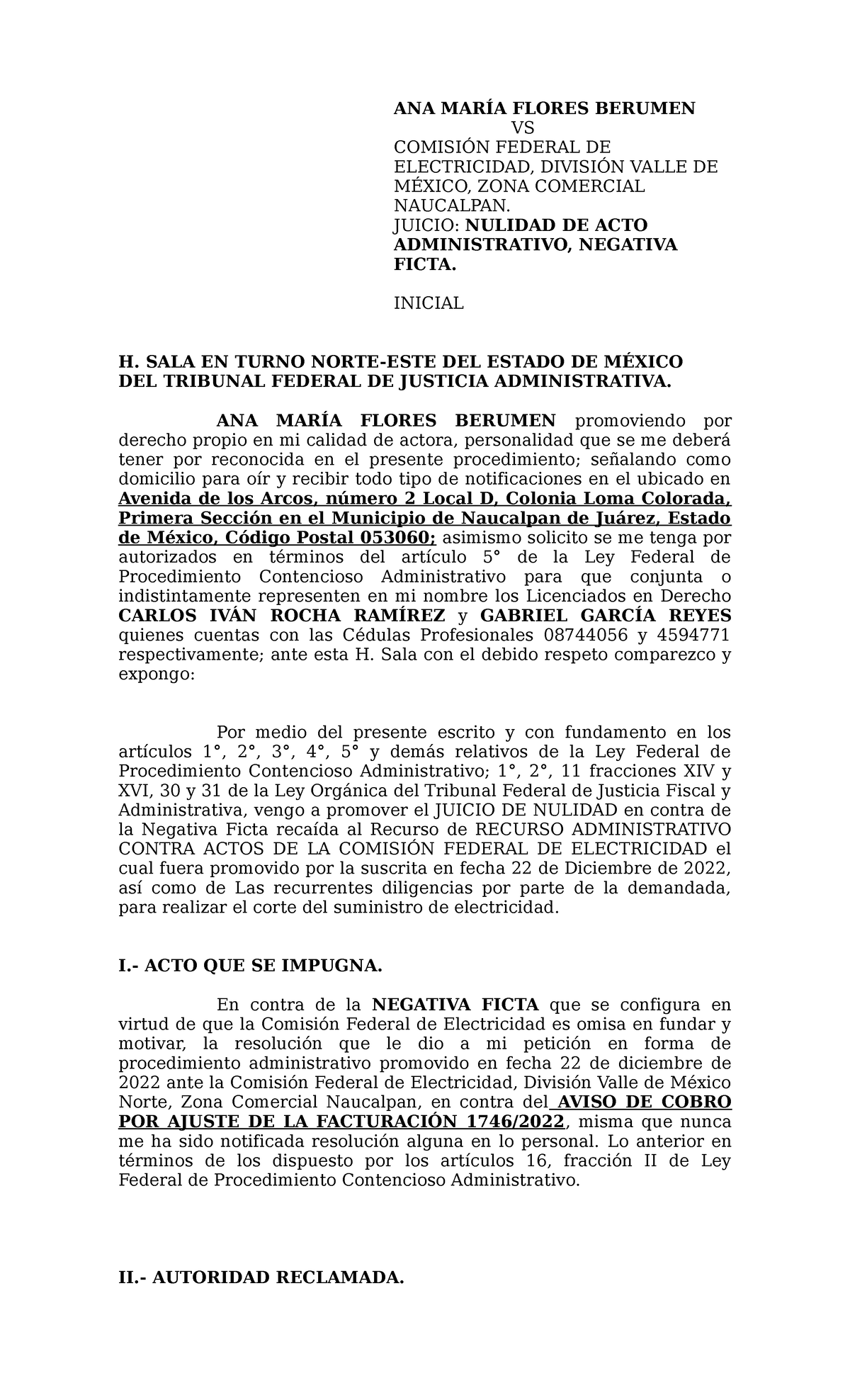 ANA María Demanda de nulidad Terminada - ANA MARÍA FLORES BERUMEN VS ...