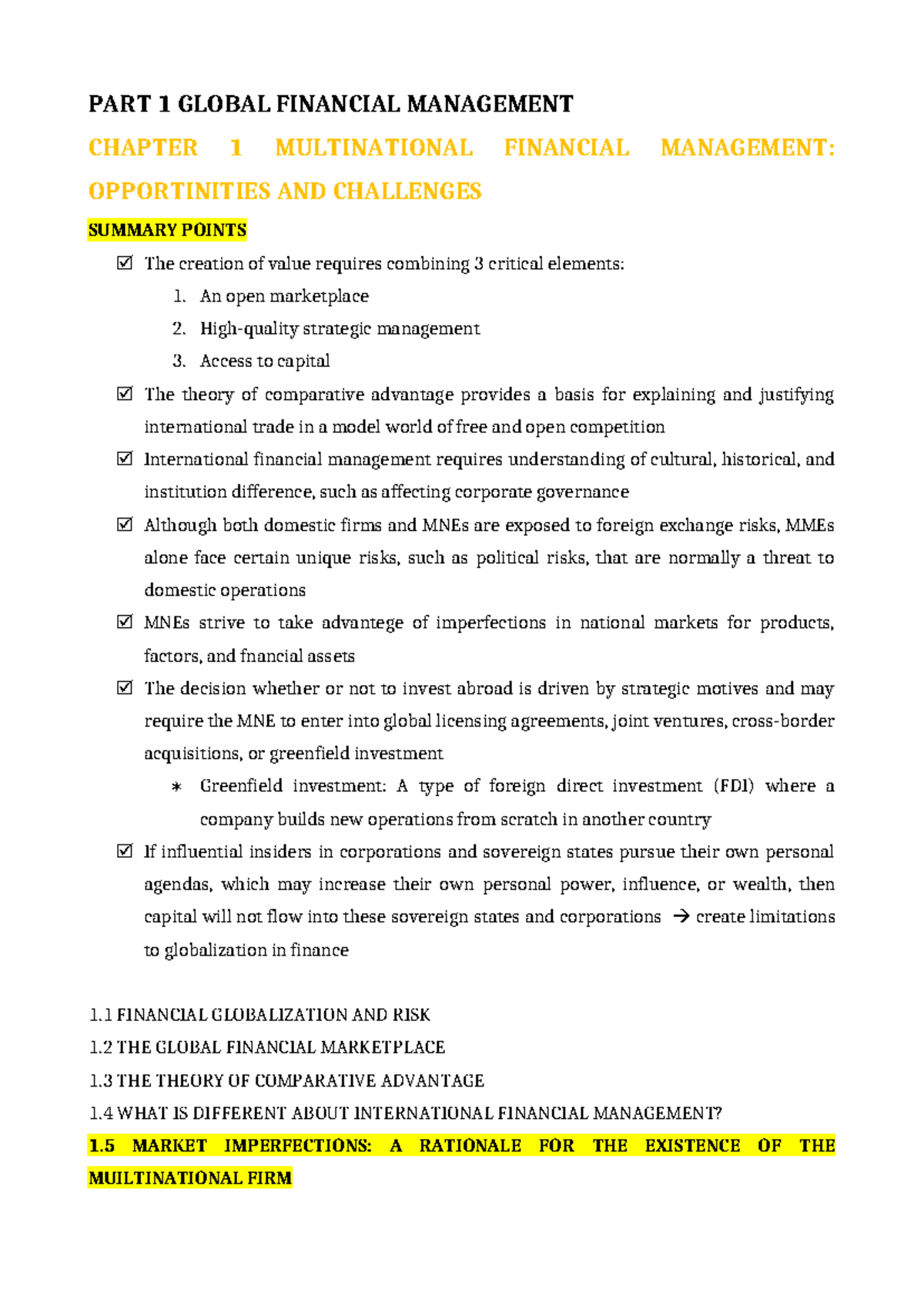 Chapter 1 - Multinational Financial Management: Opportunities ...