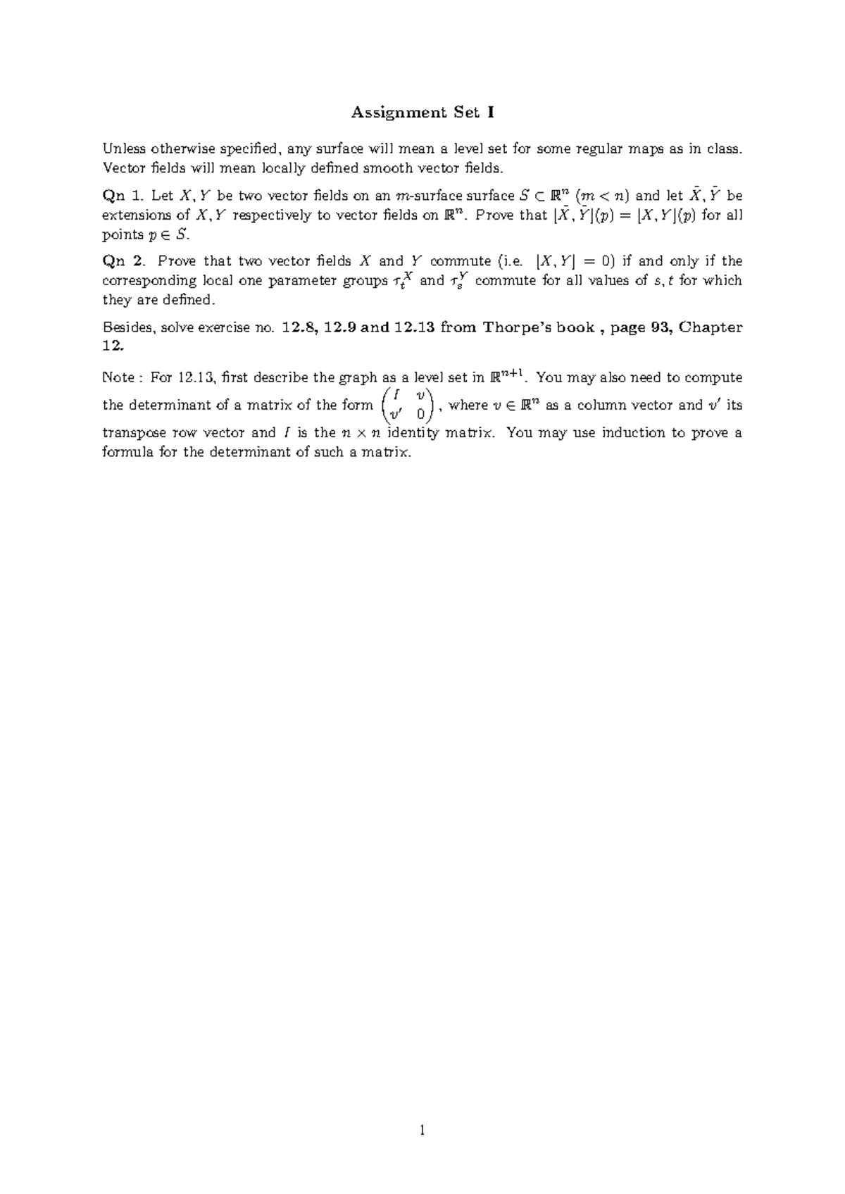 Assignment Set I: Vector Fields and Level Sets Analysis - Studocu