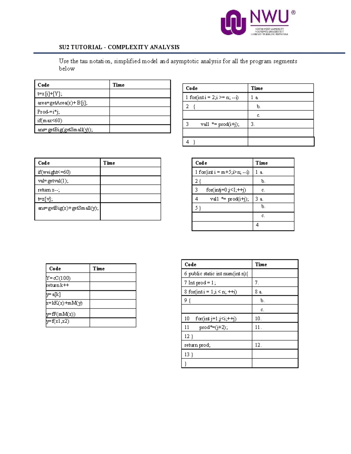 Time Complexity - SU2 TUTORIAL - COMPLEXITY ANALYSIS Use the tau notation, simplified model and ...
