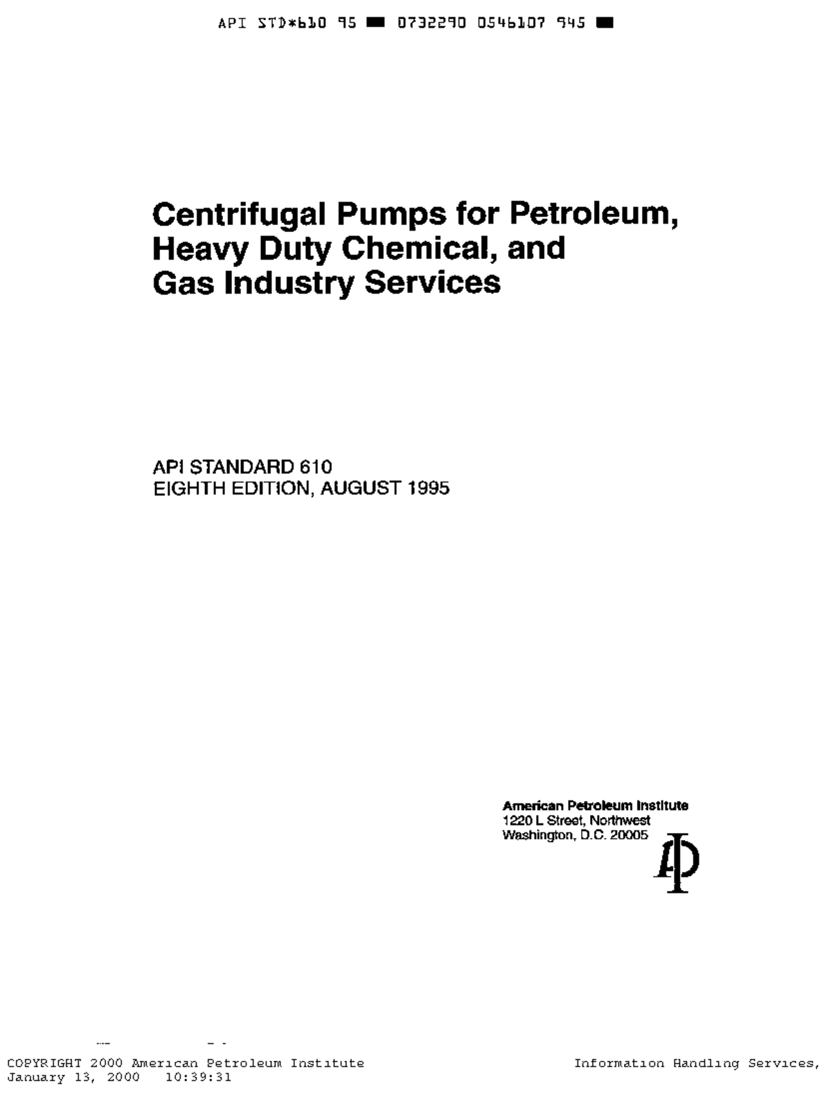 API STD 610 - Overview of American Petroleum Institute Standards - Studocu
