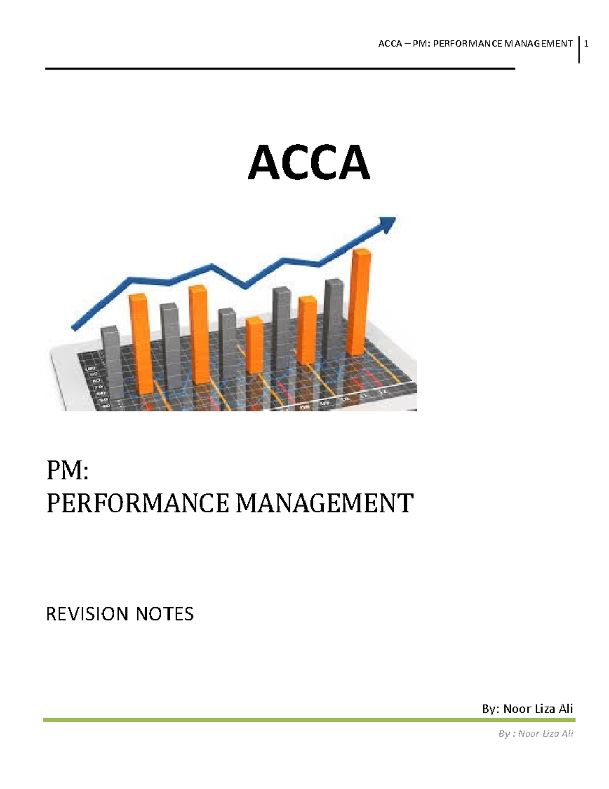 ACCA PM: PERFORMANCE MANAGEMENT REVISION NOTES by Noor Liza Ali - Studocu