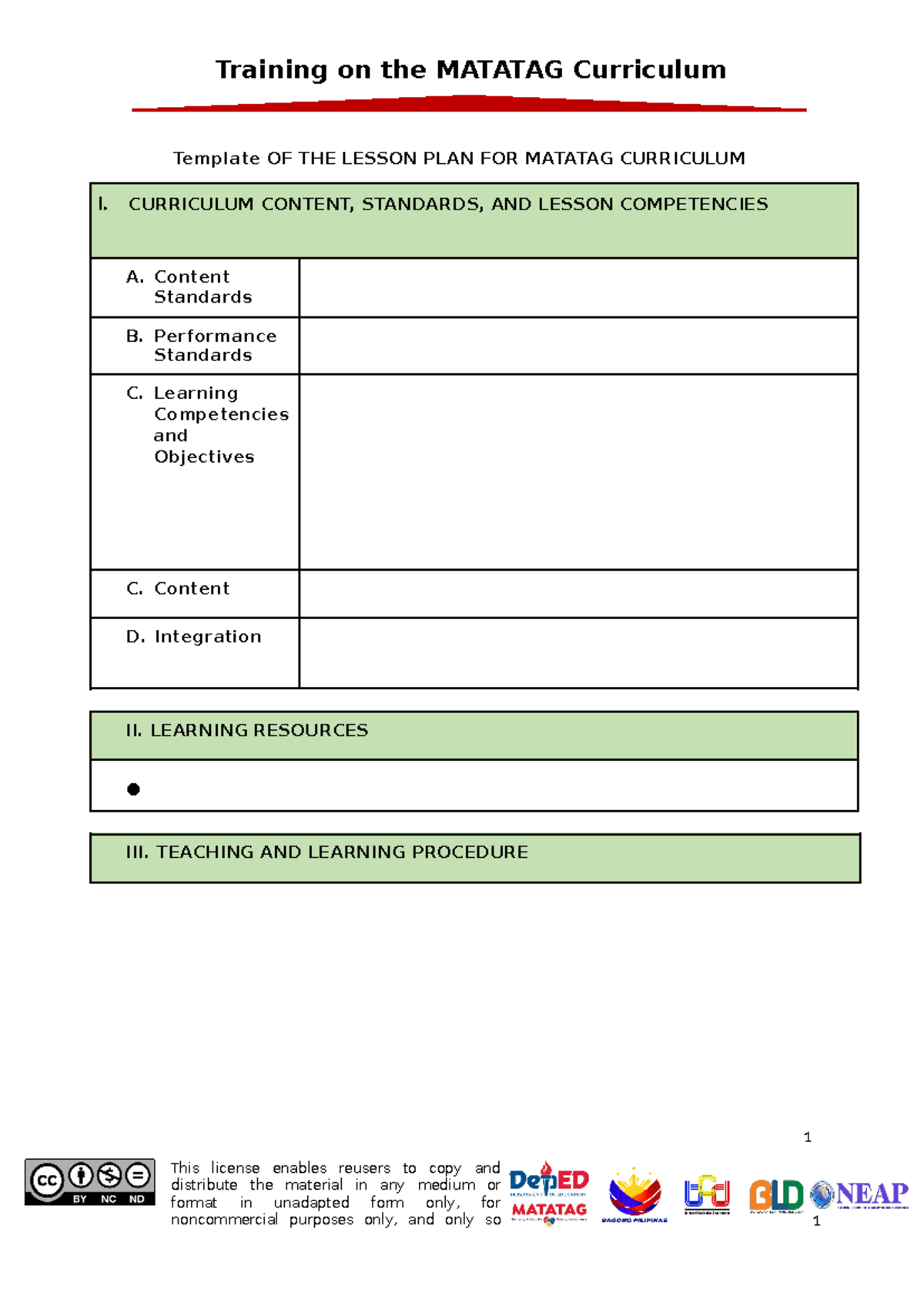 MATATAG Lesson Plan Template for Curriculum Standards and Competencies ...
