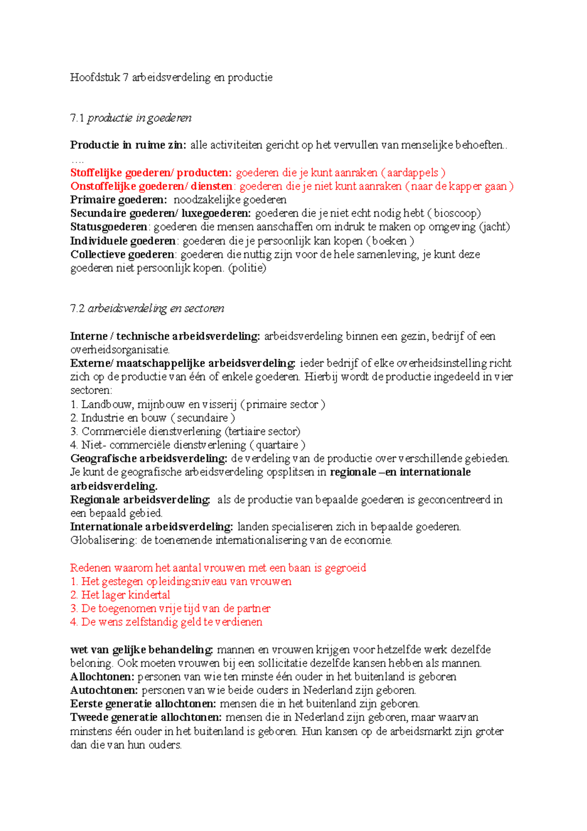Economie HAVO5: Samenvatting Hoofdstukken 7 en 8 over Productie en ...