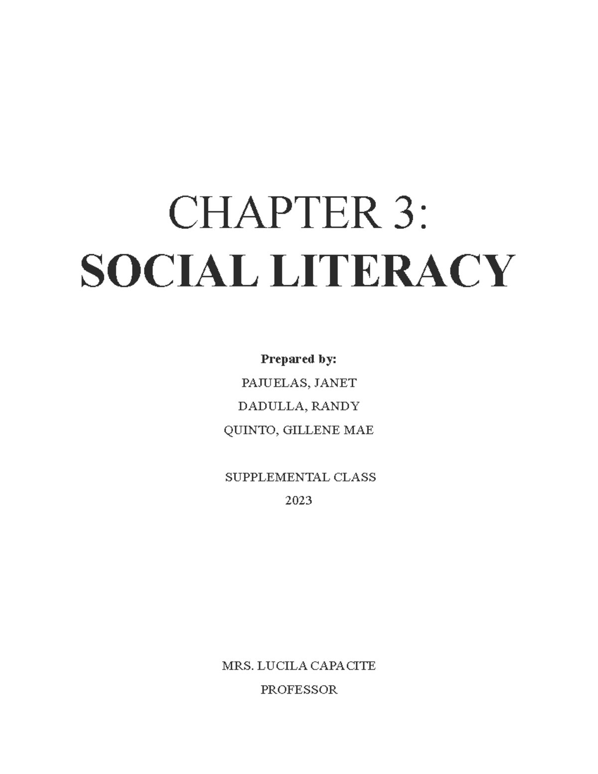 EDUC 206: Social Literacy Lesson Plan and Activities Guide - Studocu