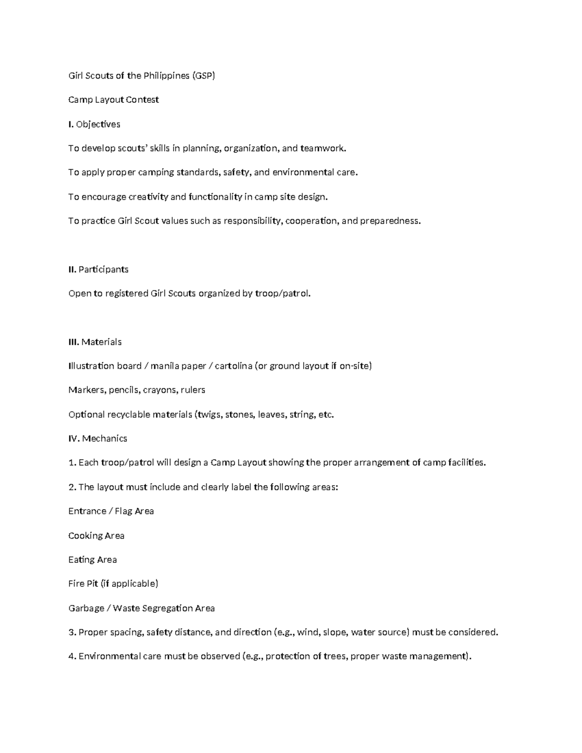 GSP Camp Layout Contest I: Planning & Design Guidelines - Studocu