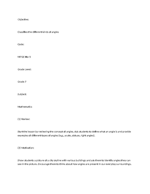 Lesson plan for six trigonometric ratios - Objective: Objective: The ...