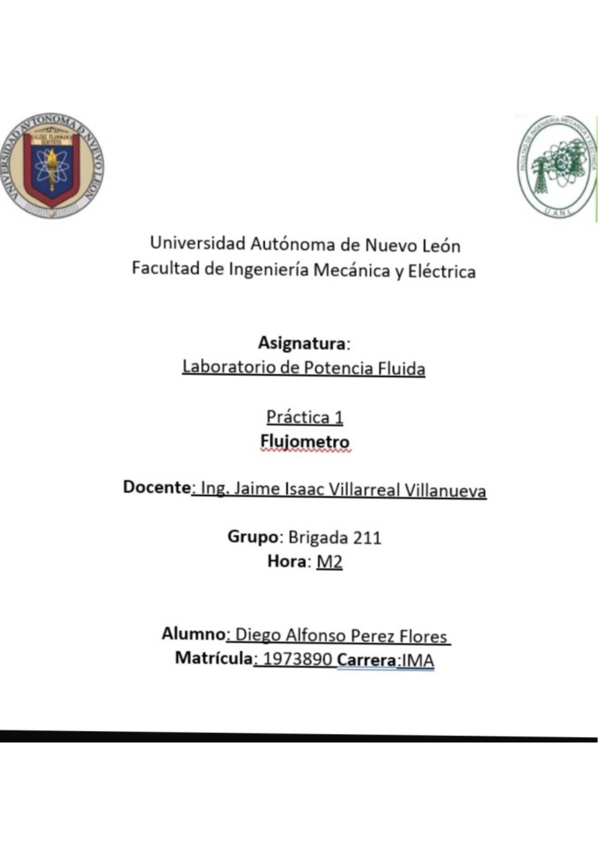 Práctica 1: Flujómetros en Laboratorio de Potencia Fluida - IMA - Studocu