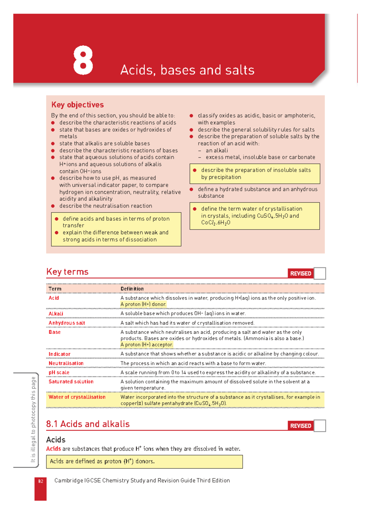 Chemo IGCSE Chemistry Chapter 8: Acids, Bases, and Salts Overview - Studocu