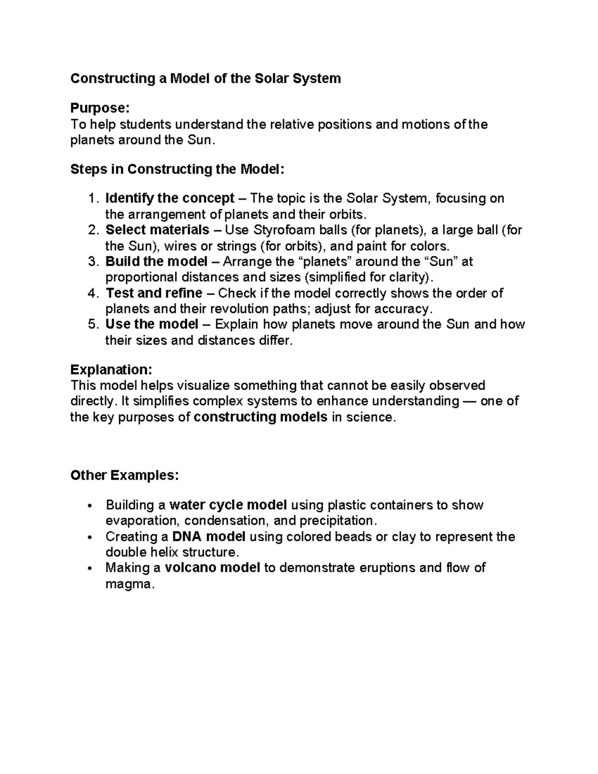 Constructing a Solar System Model: A Hands-On Guide - Studocu