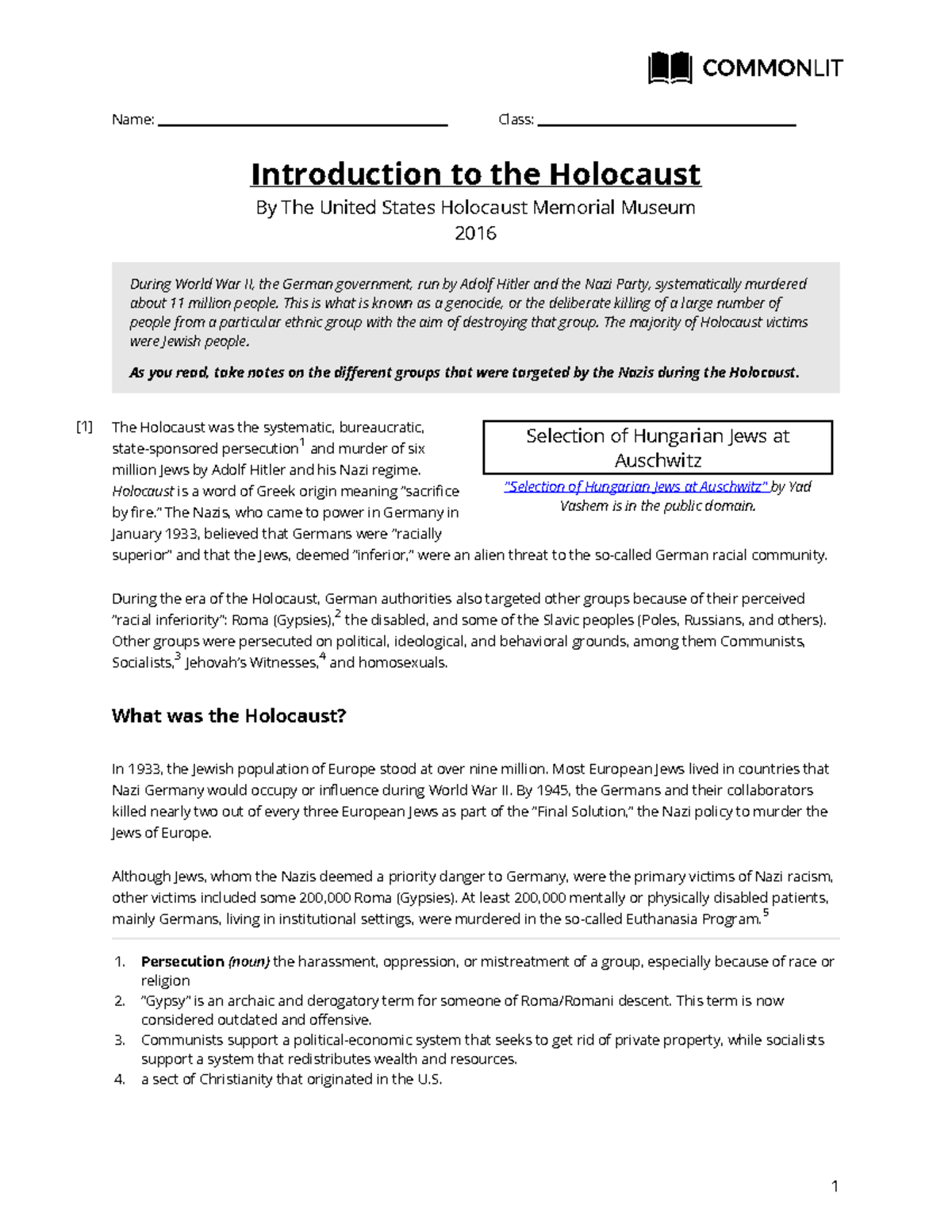 Introduction to the Holocaust: Key Insights and Impact (HIST 101) - Studocu